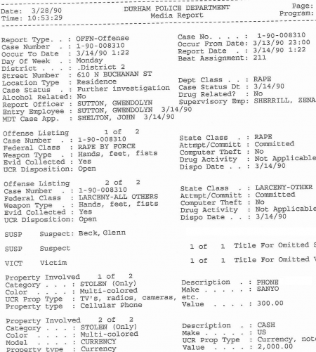 Read The Alleged Glenn Beck Rape Police Report (Click Picture) - By ...