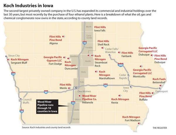 Corn-Holed By The Koch Brothers: Map & List Of Koch Holdings In Hawkeye ...